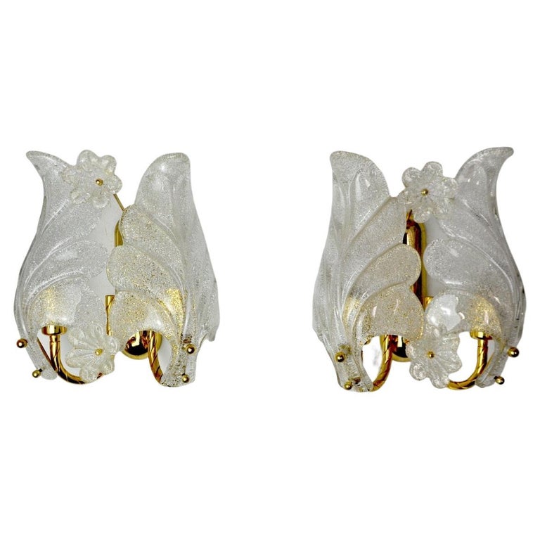 Pair of "Leaf" Wall Lamps by Carl Fagerlund, Murano Glass, Germany ...