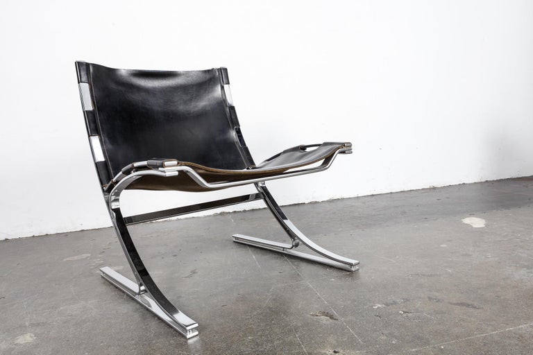 Pair of Leather and Chrome Designed Chairs by Architect Meinhard Von ...