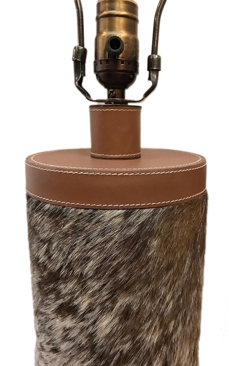 Pair of Leather and Hide Lamps For Sale at 1stDibs