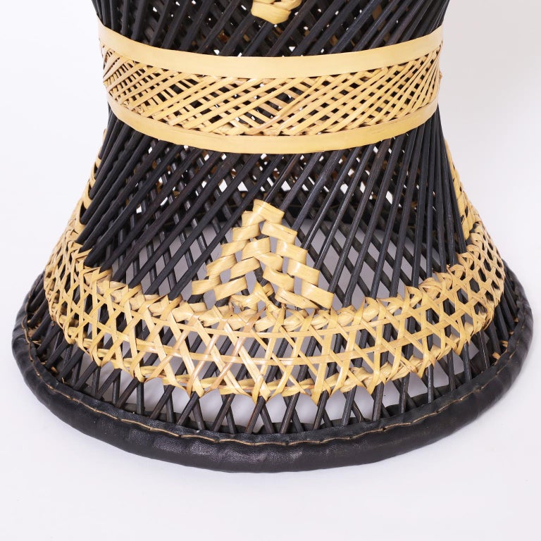 Pair of Leather and Wicker Anglo Indian Stools or Ottomans For Sale at ...