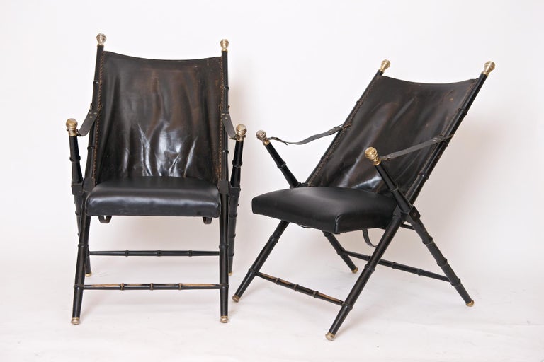 Pair of leather Campaign Chairs at 1stDibs | campaign chairs furniture