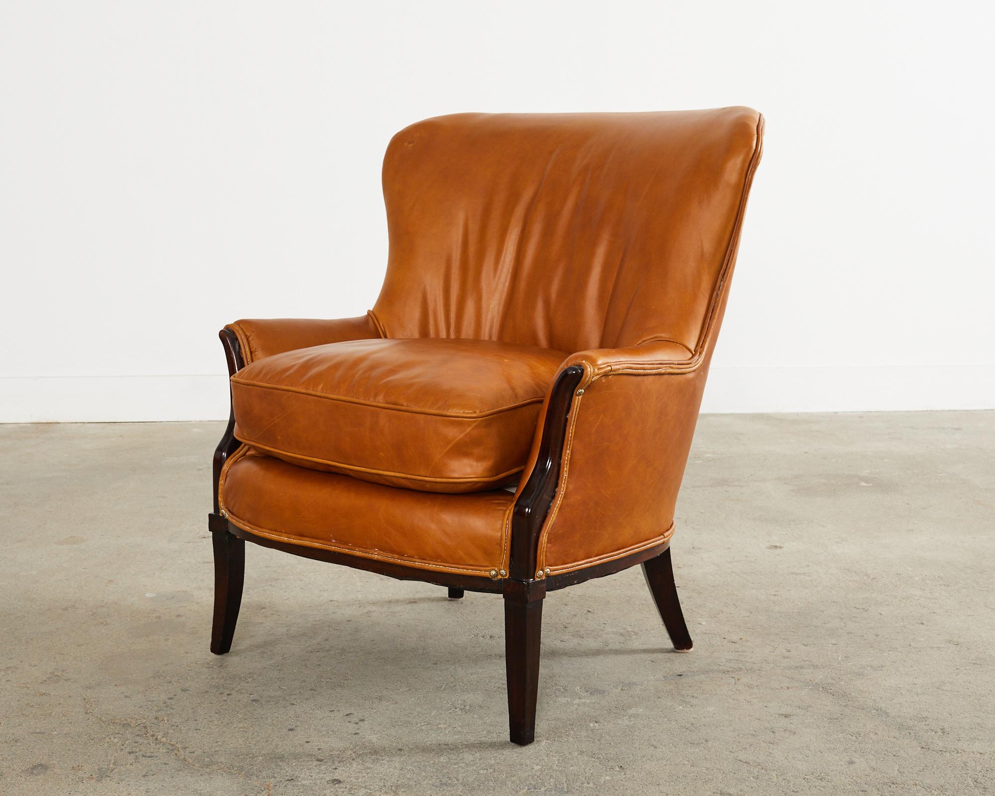 Pair of Leather Italian Butterfly Wingback Lounge Chairs For Sale at ...