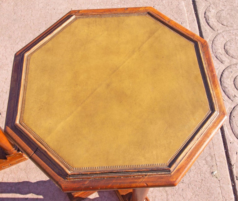Pair of Leather Top Italian Tuscan Tables 19th Century For Sale at 1stDibs
