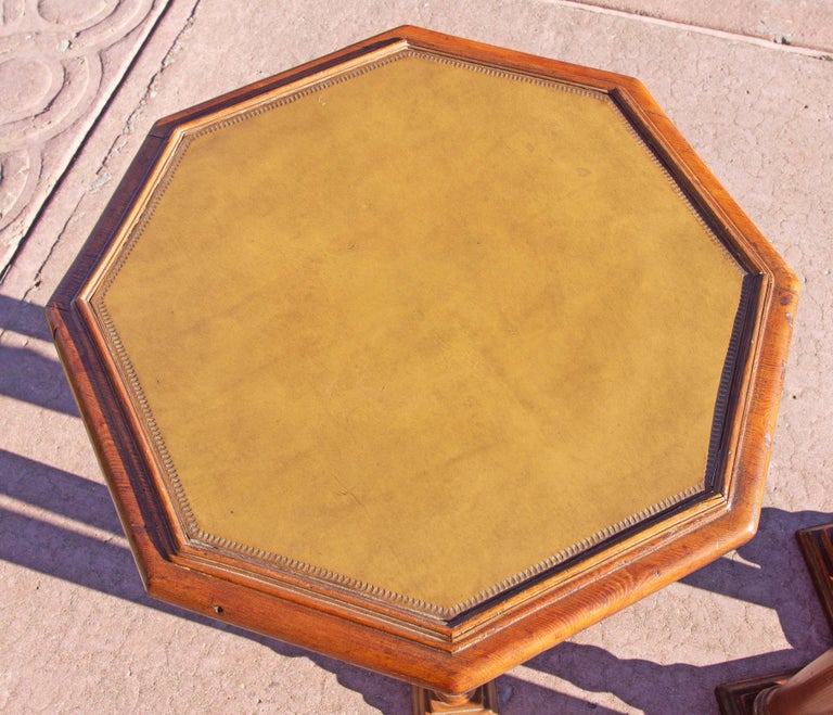 Pair of Leather Top Italian Tuscan Tables 19th Century For Sale at 1stDibs