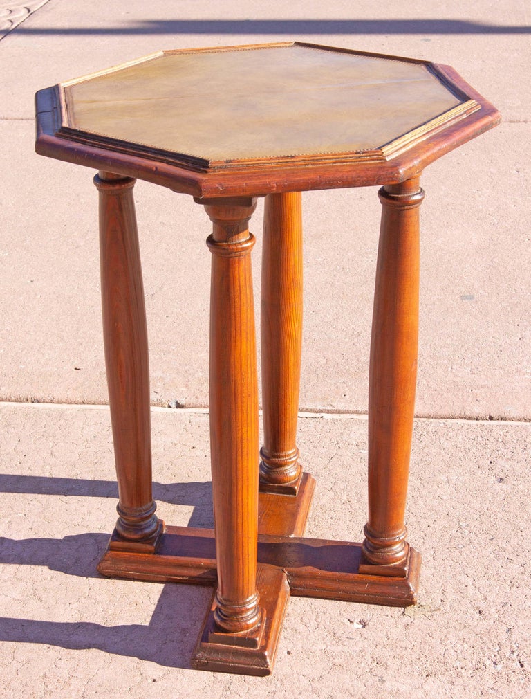 Pair of Leather Top Italian Tuscan Tables 19th Century For Sale at 1stDibs