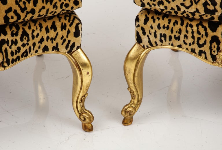 Pair of Leopard and Gold Slipper Chairs For Sale at 1stDibs