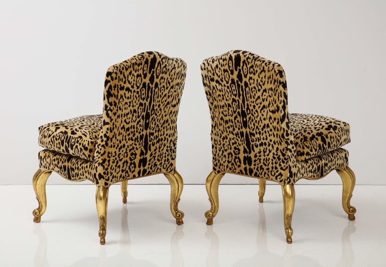 Pair of Leopard and Gold Slipper Chairs For Sale at 1stDibs