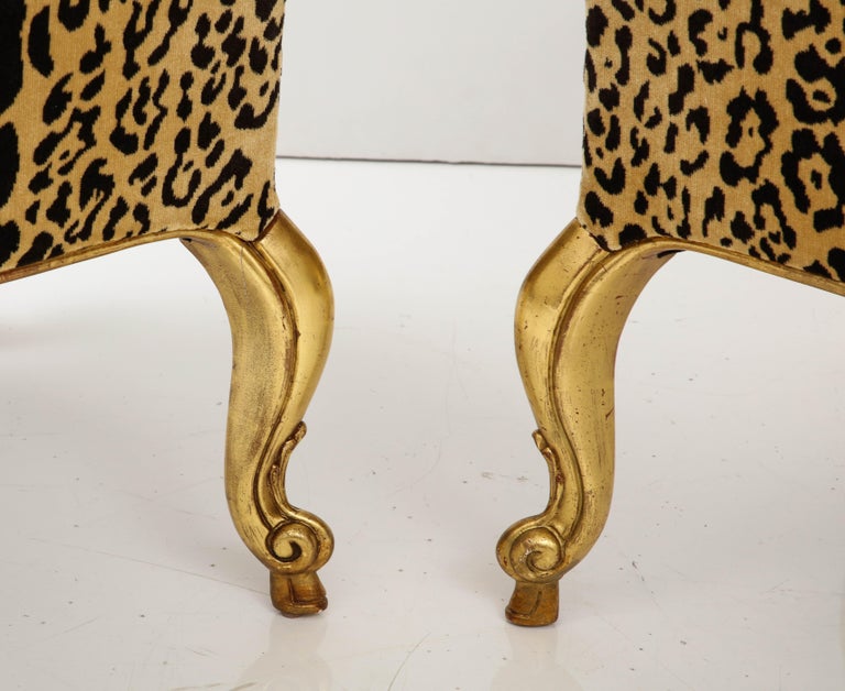 Pair of Leopard and Gold Slipper Chairs For Sale at 1stDibs