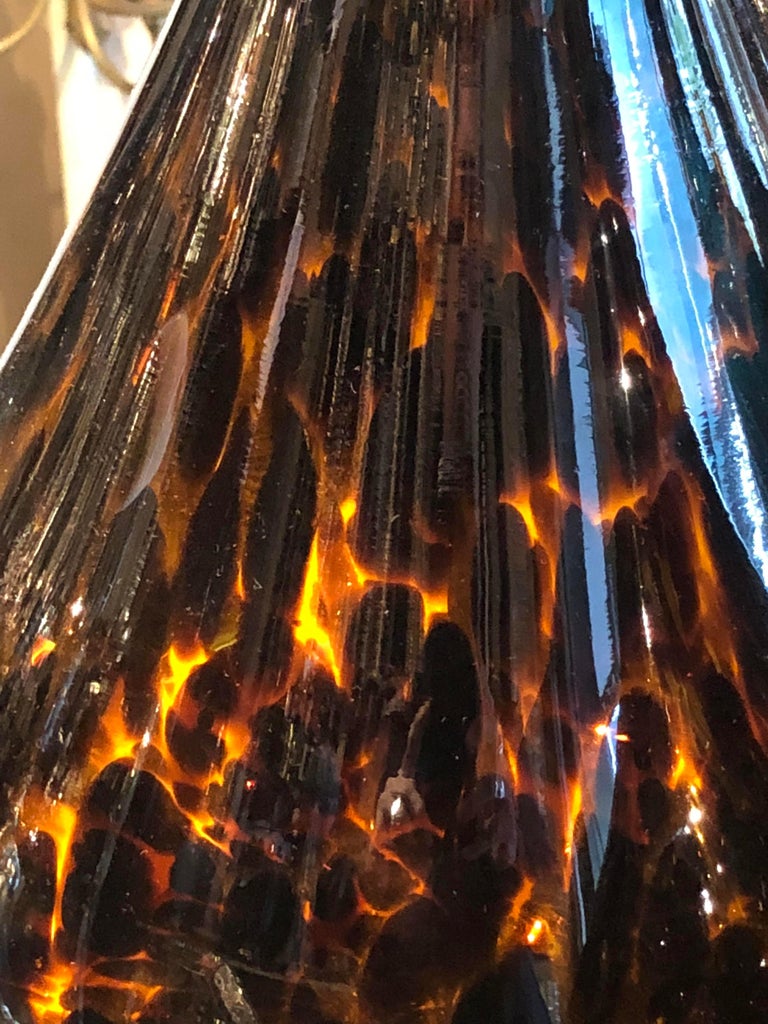Pair of Leopard Pattern Blown Glass Table Lamps For Sale at 1stDibs