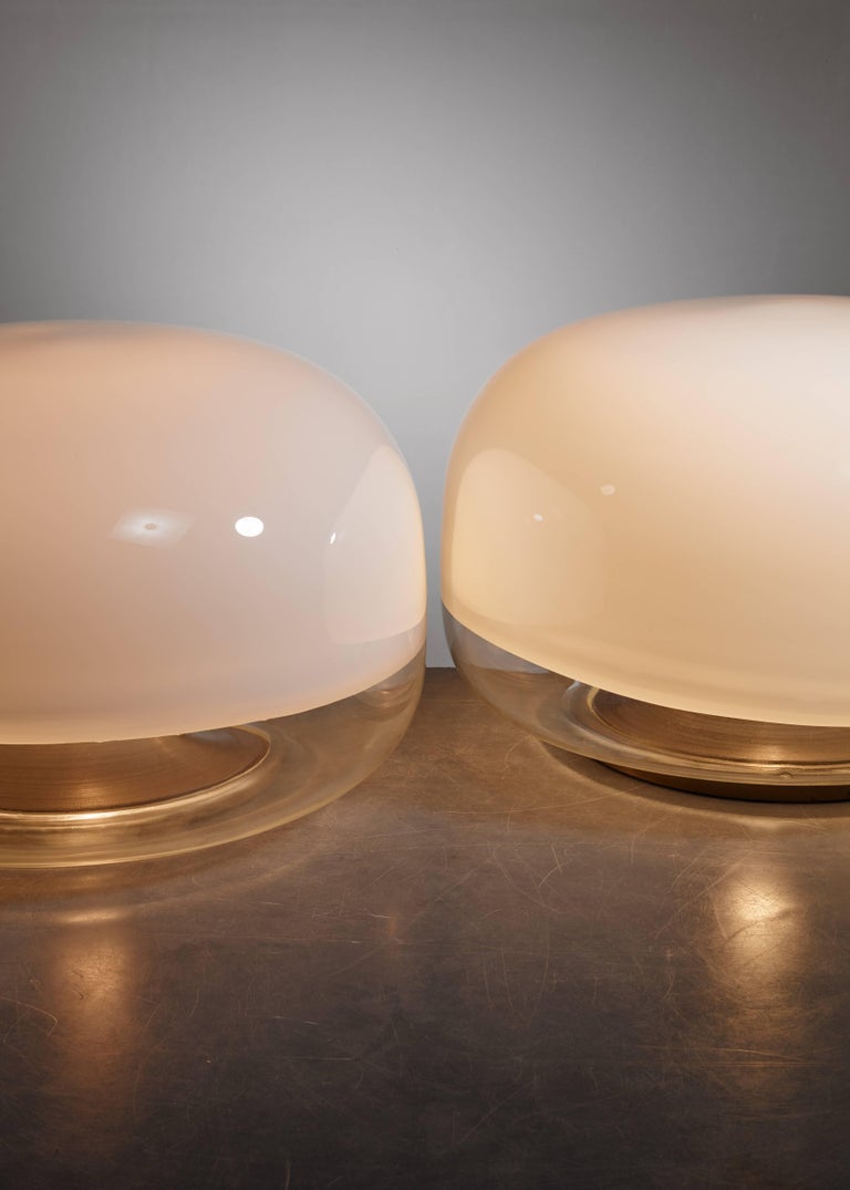 Pair of Leucos Glass Table Lamps, Italy, circa 1970 For Sale at 1stDibs