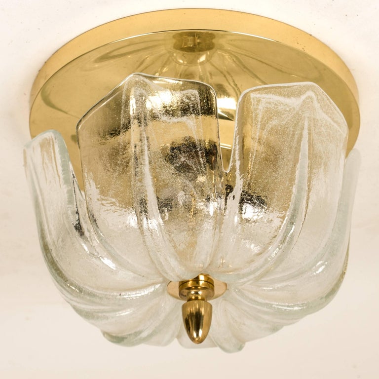 Pair of Limburg Glass Wall Lights, Tulip Shaped Shade on Brass Base ...
