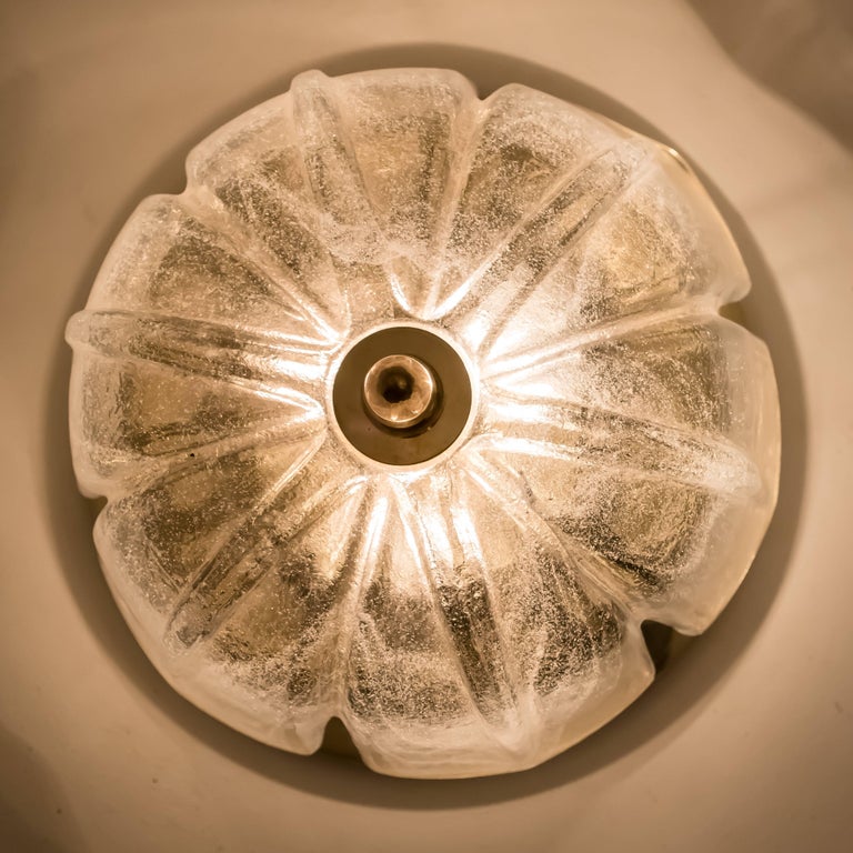 Pair of Limburg Glass Wall Lights, Tulip Shaped Shade on Brass Base ...