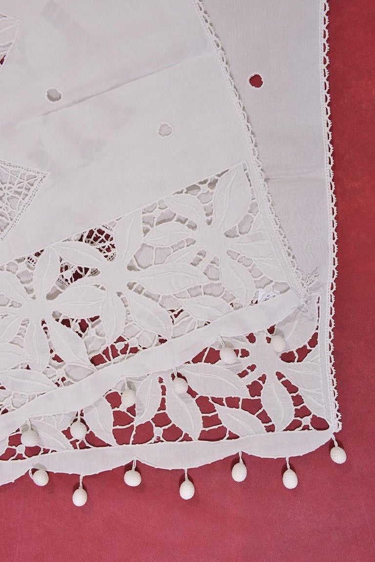 Pair of Linen Hand-embroidered Curtains For Sale at 1stDibs