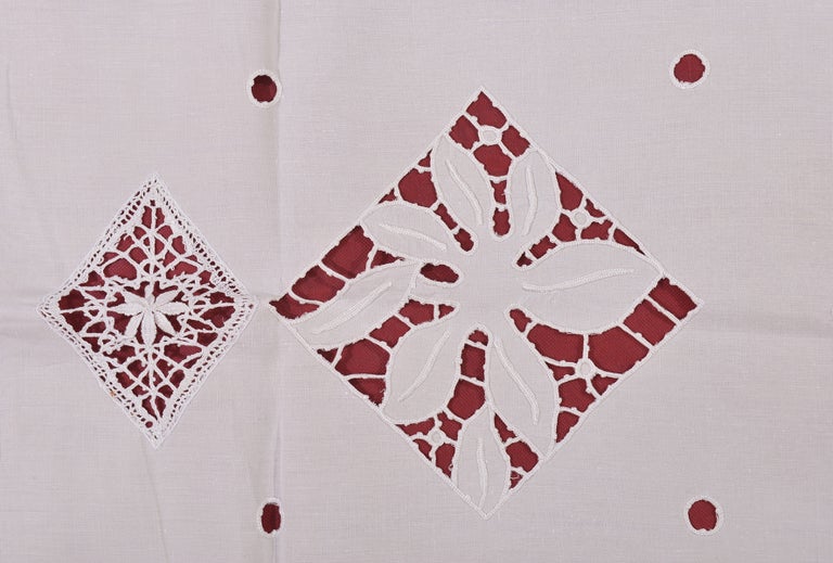 Pair of Linen Hand-Embroidered Curtains For Sale at 1stDibs