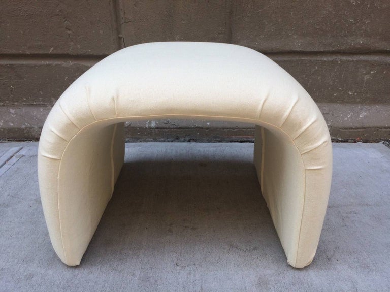 Pair of Linen Waterfall Upholstered Benches For Sale at 1stDibs