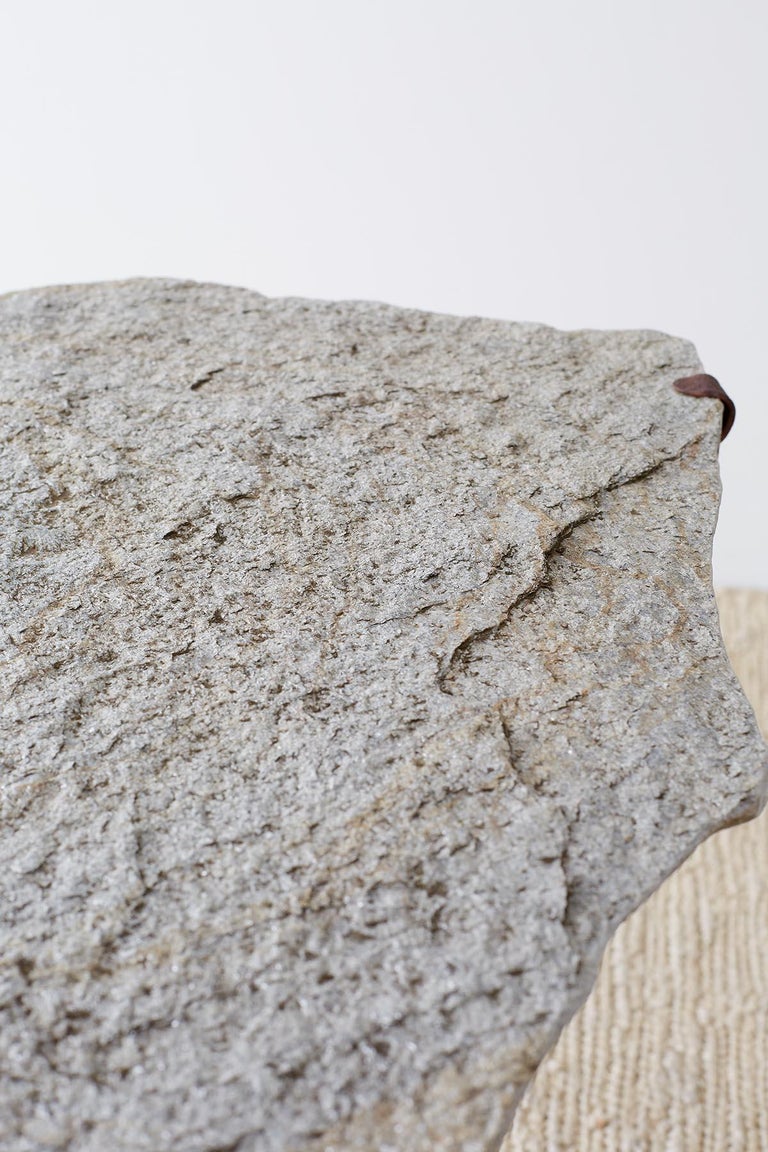 Pair of Live Edge Granite and Iron Drink Tables at 1stDibs