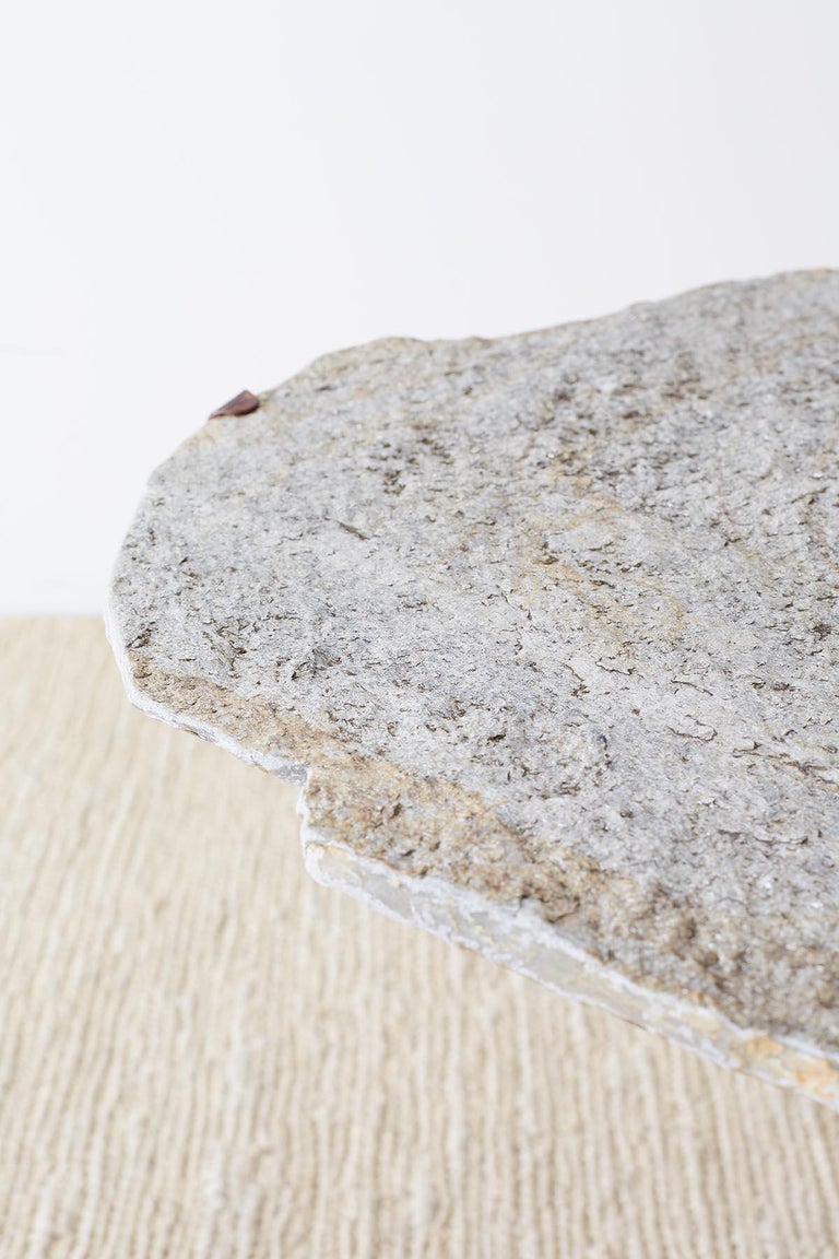 Pair of Live Edge Granite and Iron Drink Tables at 1stDibs