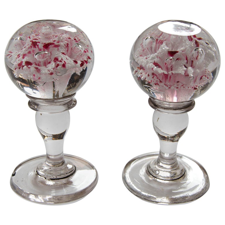 Pair of Lobed Glass Decorative Paper Weights For Sale at 1stDibs