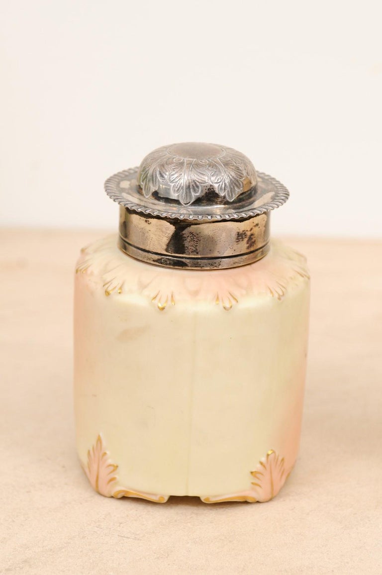 Pair of Locke and Co Worcester 1900s Porcelain Toiletry Jars with ...