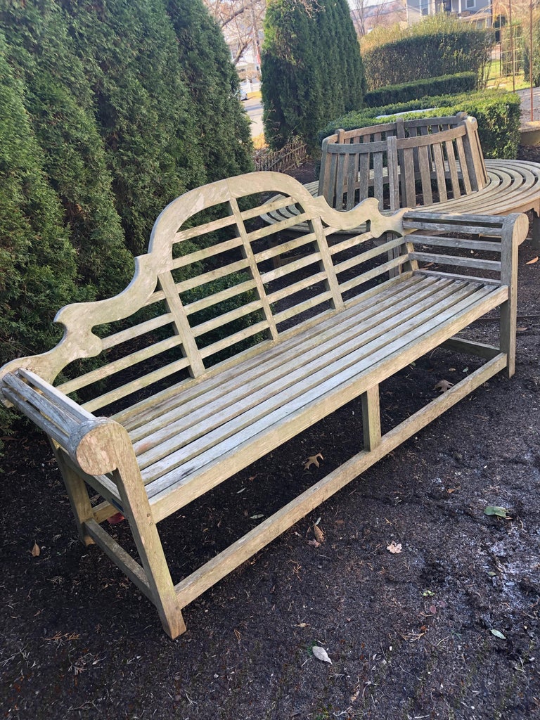 Pair of Long English Lutyens-Style Benches in Teak at 1stDibs