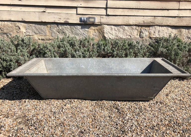 Pair of Long Galvanized Zinc French Troughs or Planters at 1stDibs