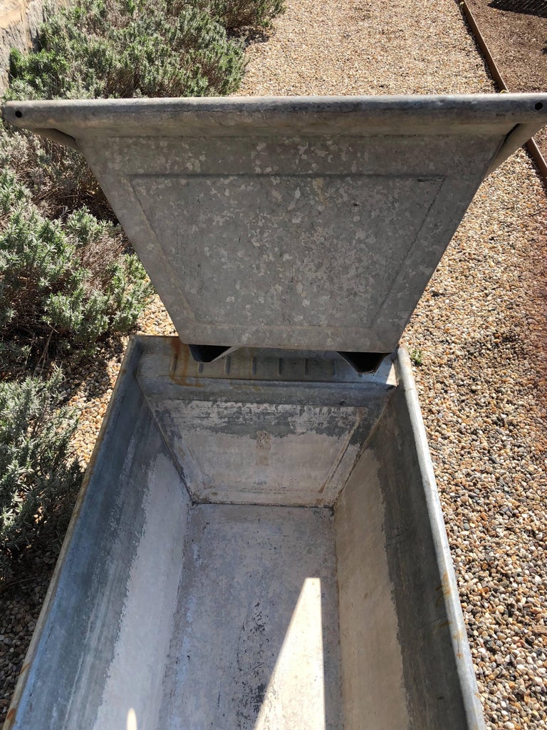 Pair of Long Galvanized Zinc French Troughs/Planters For Sale at 1stDibs