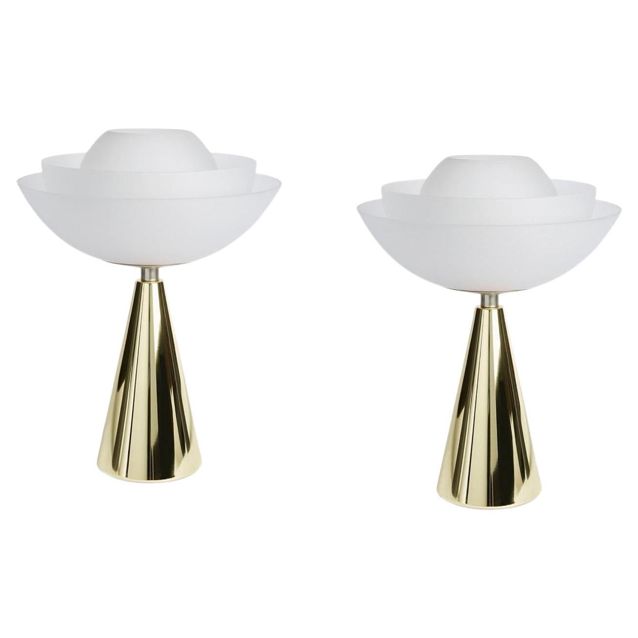 Pair of Stunning Brass Lotus Table Lamps at 1stDibs