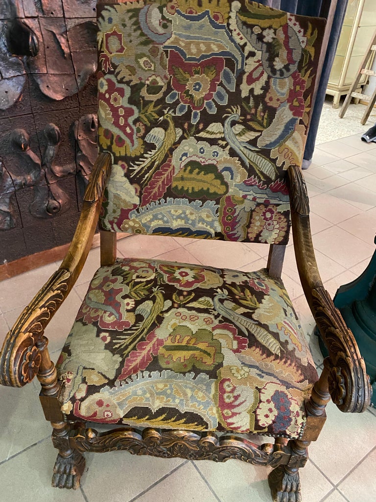 two Louis XIII Style Armchairs, circa 1900 For Sale at 1stDibs