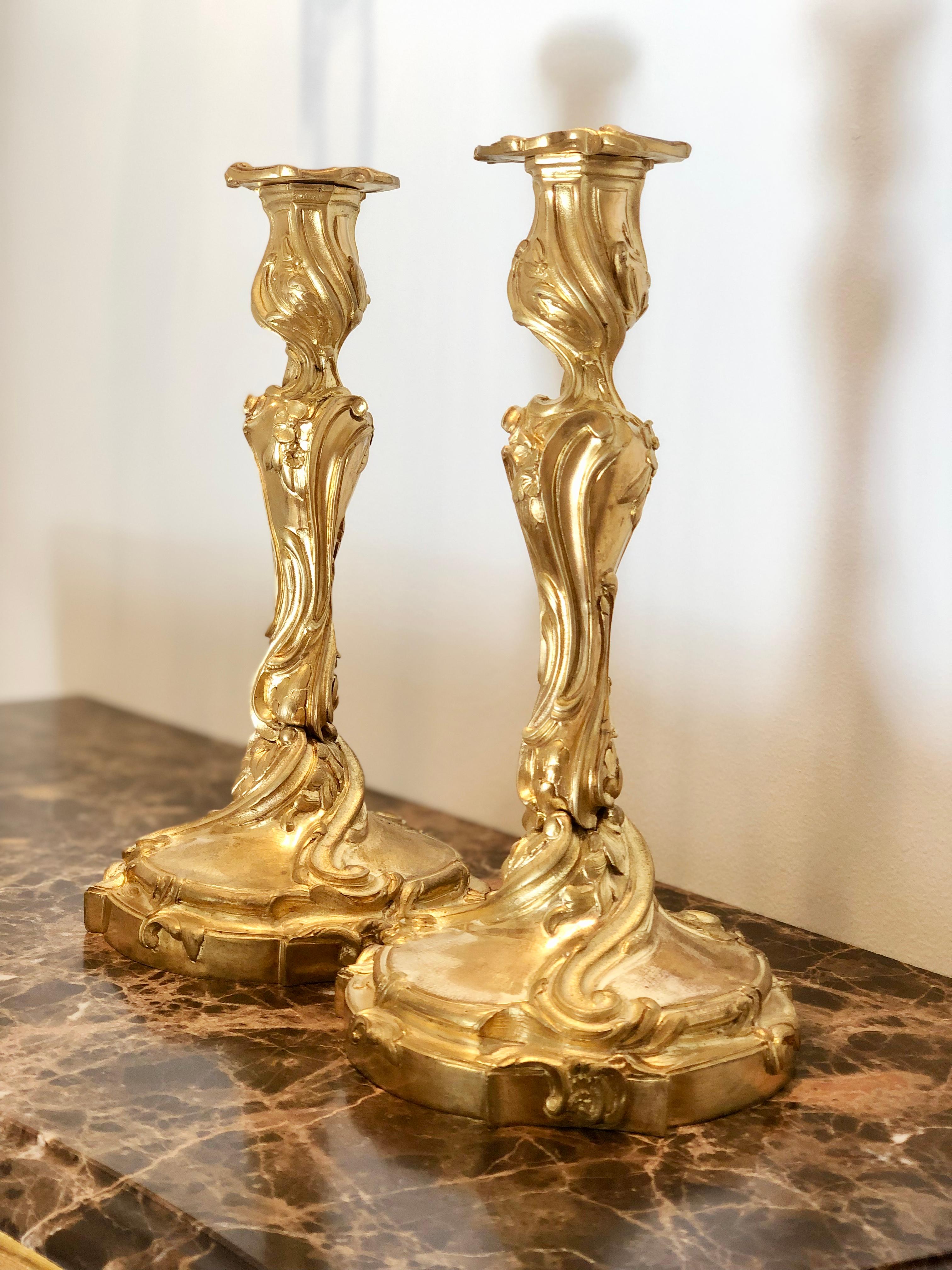 Pair Of Louis XV Candlesticks In The Manner Of Juste-Aurèle Meissonnier ...