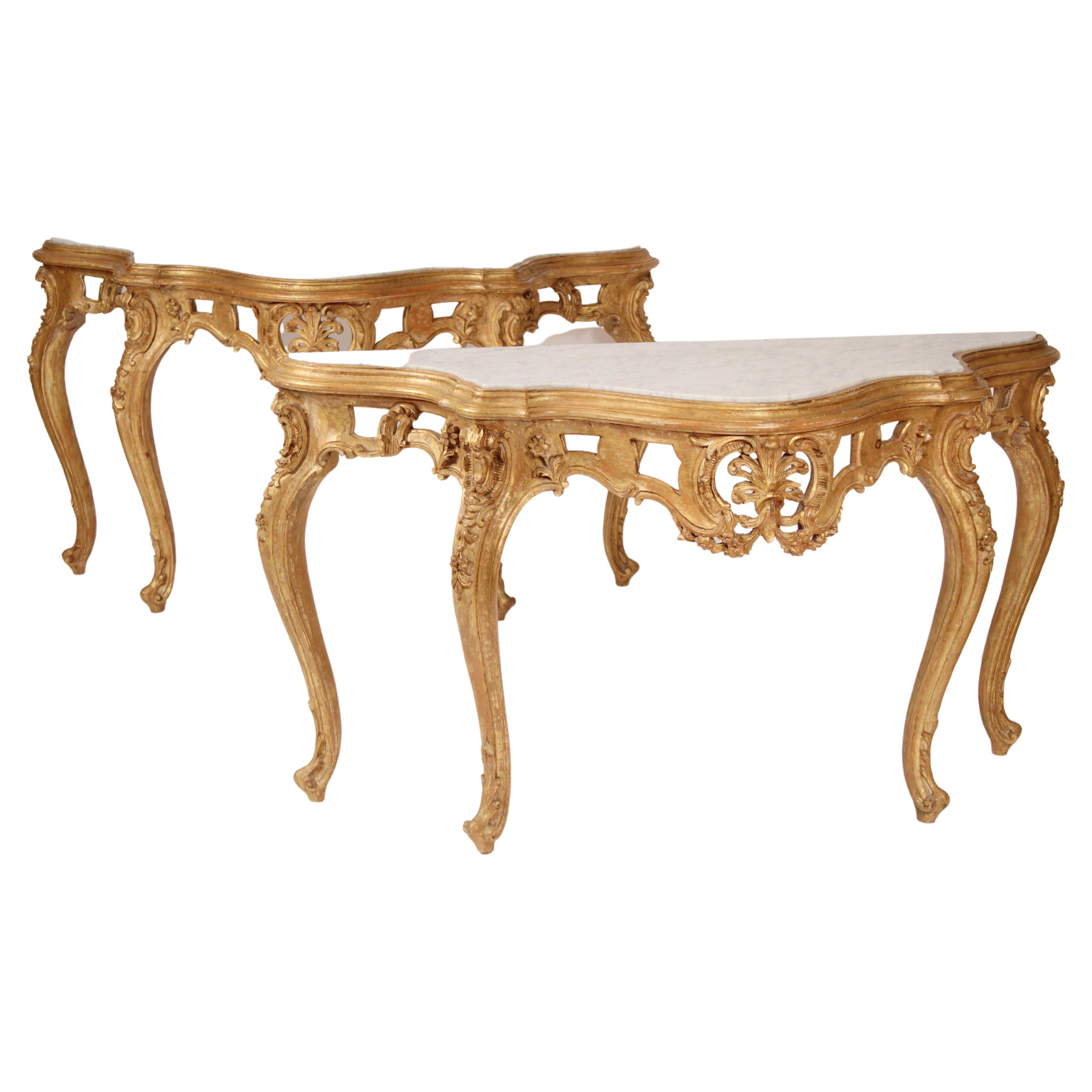 Pair of Spanish Rococo, Louis XV Style Console Tables For Sale at 1stDibs