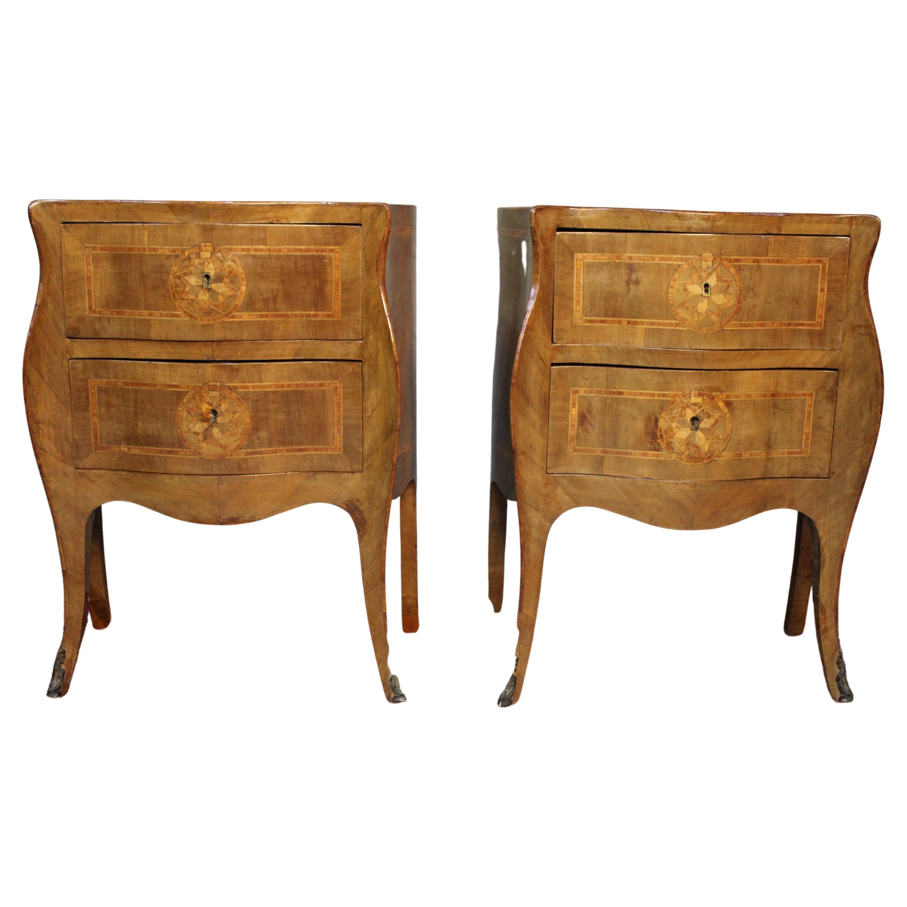 Pair of Louis XV Style Side Commodes circa 1870 Napoli For Sale at 1stDibs