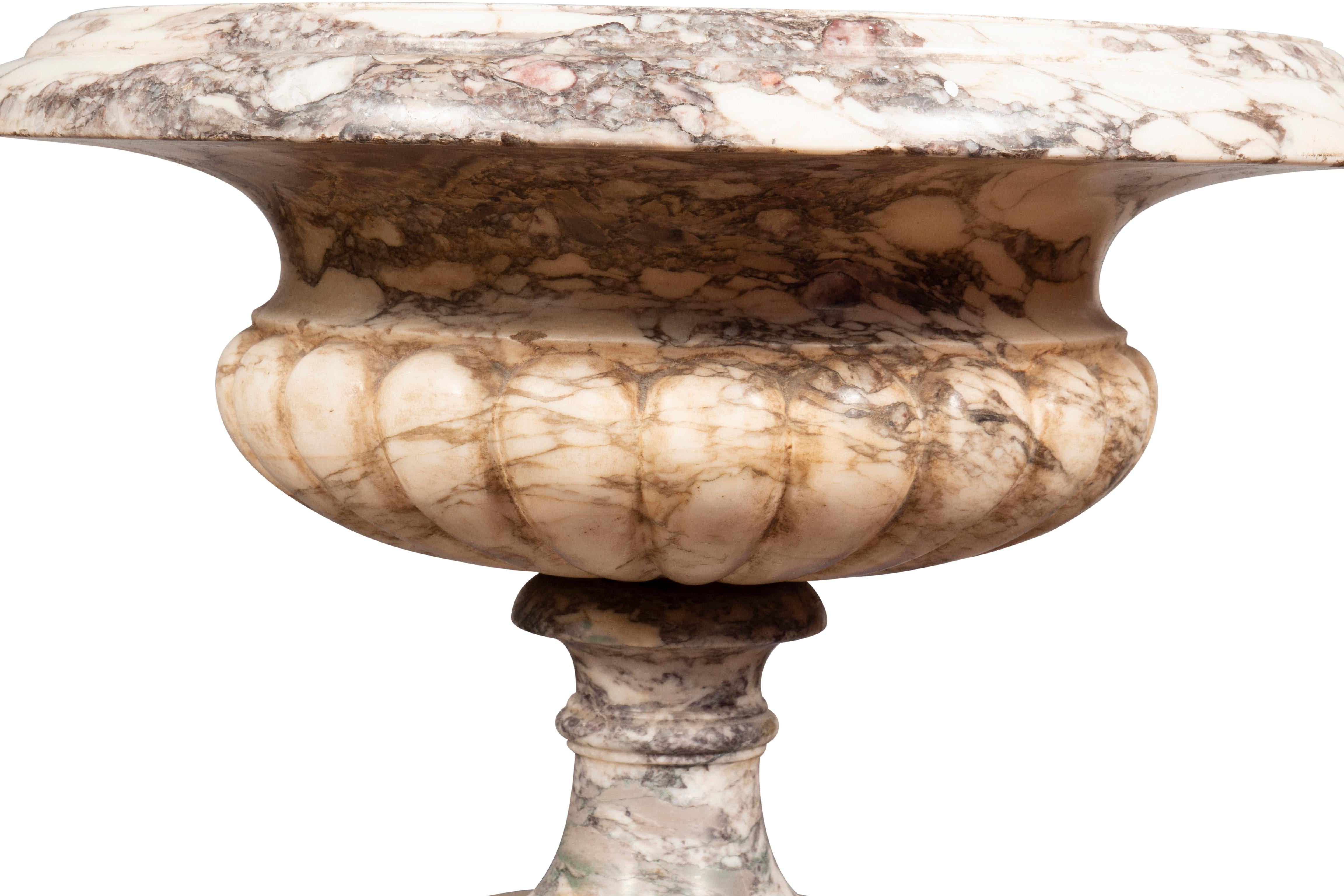 Pair Of Louis XVI Breche Violette Marble Urns For Sale at 1stDibs