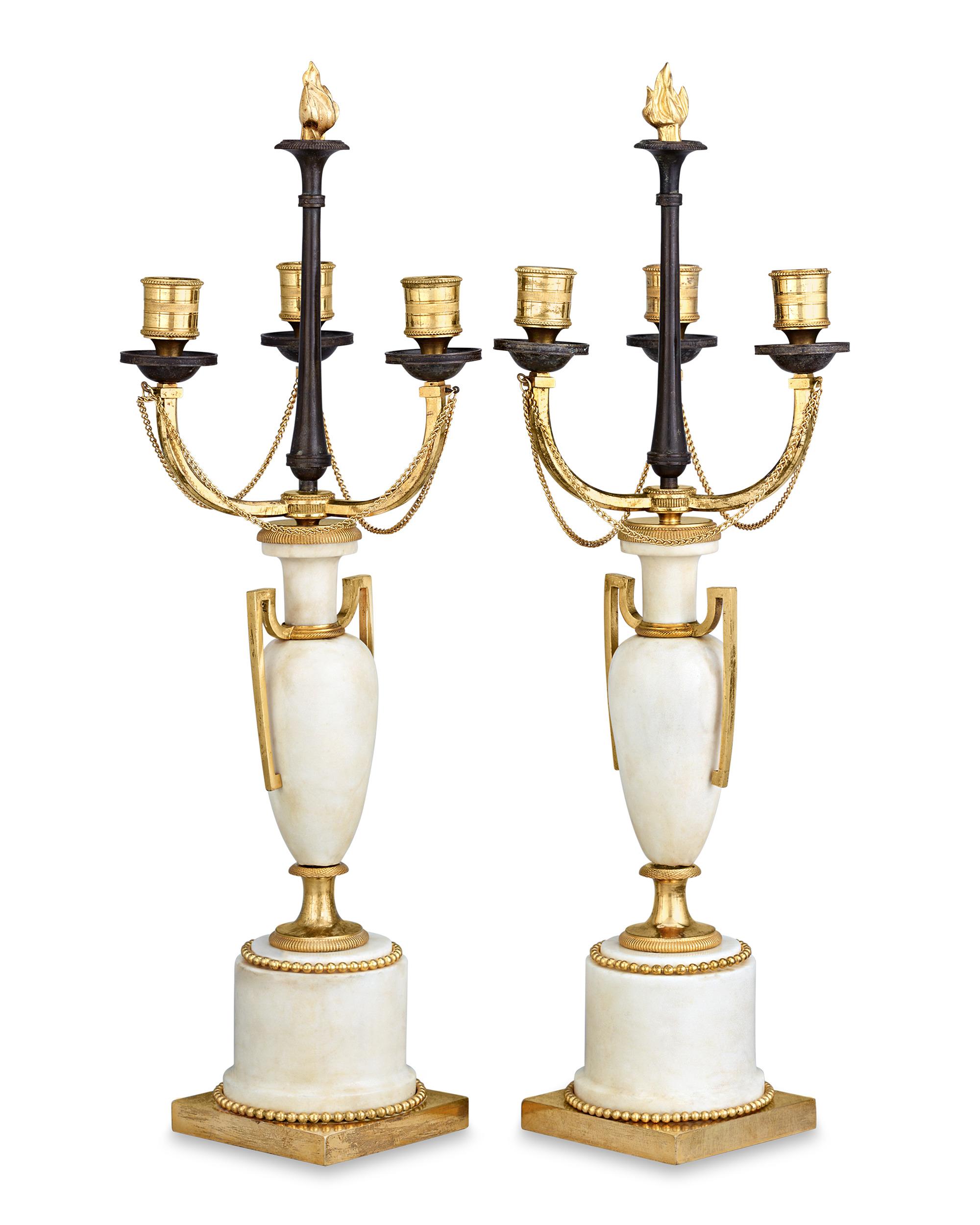 Pair of Louis XVI Marble Candelabra For Sale at 1stDibs