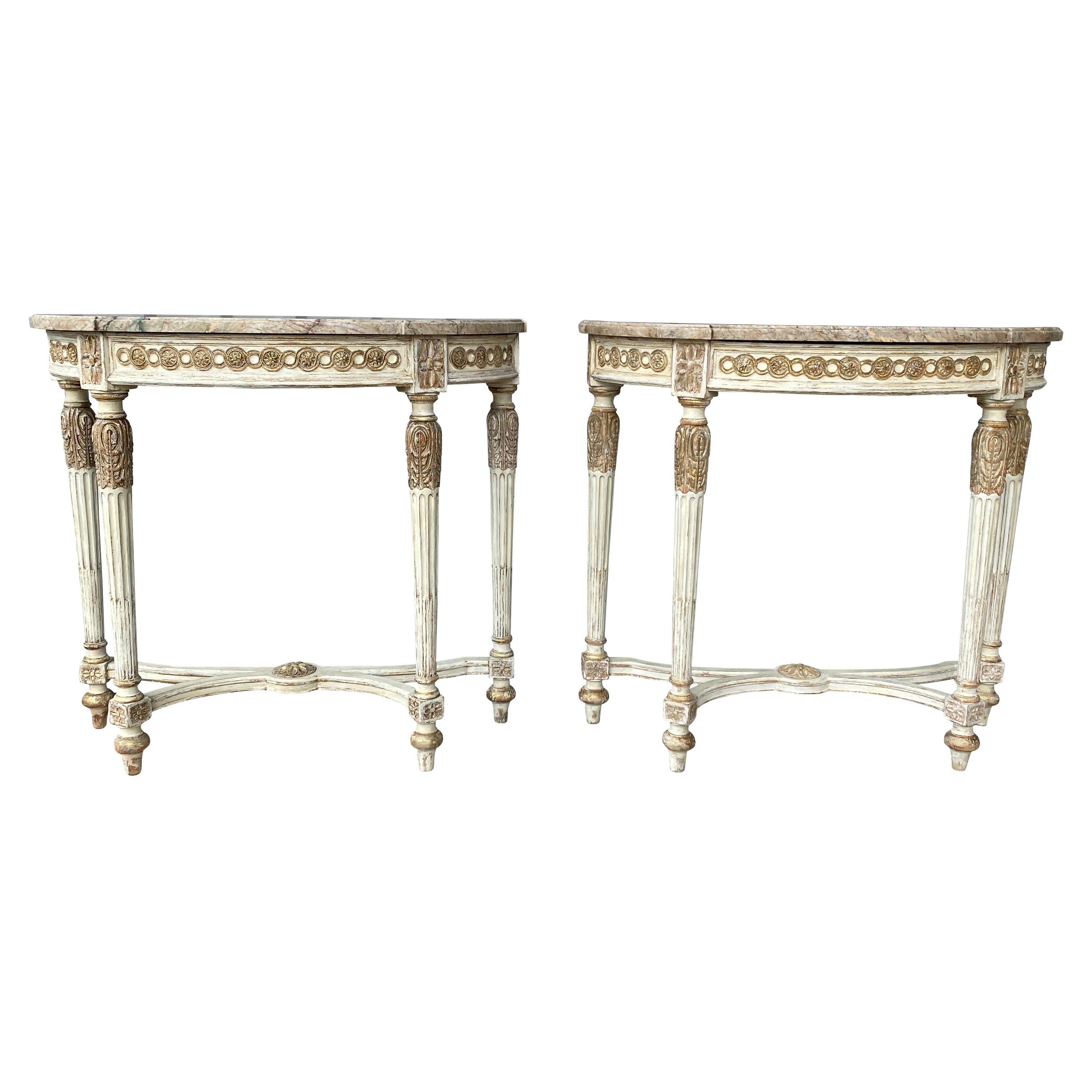 Pair of French Louis XVI-Style Console Tables For Sale at 1stDibs