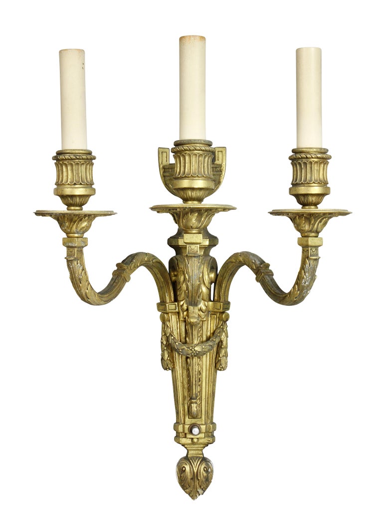 Pair of Louis XVI Style Gilt Bronze Wall Lights by E.F.Caldwell and Co ...
