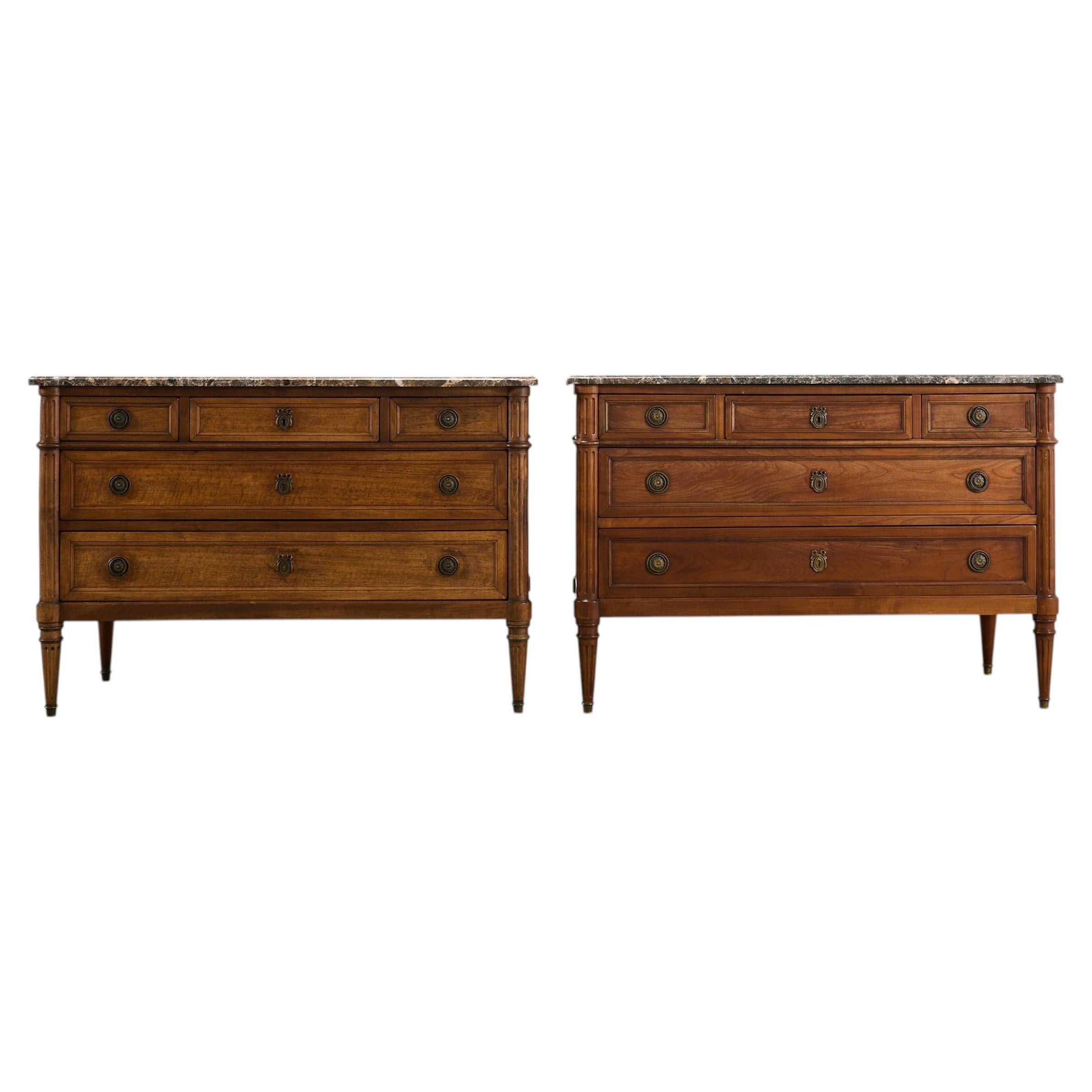Pair of 18th Century Italian Commodinis with Marble Tops, Sicilian ...