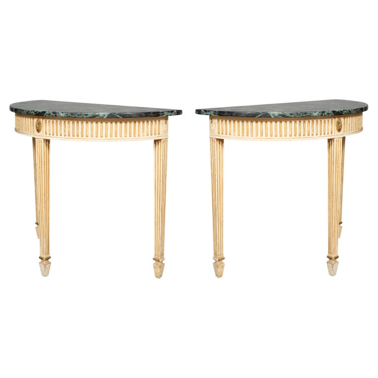 Pair of Louis XVI Style Painted Console Tables at 1stDibs