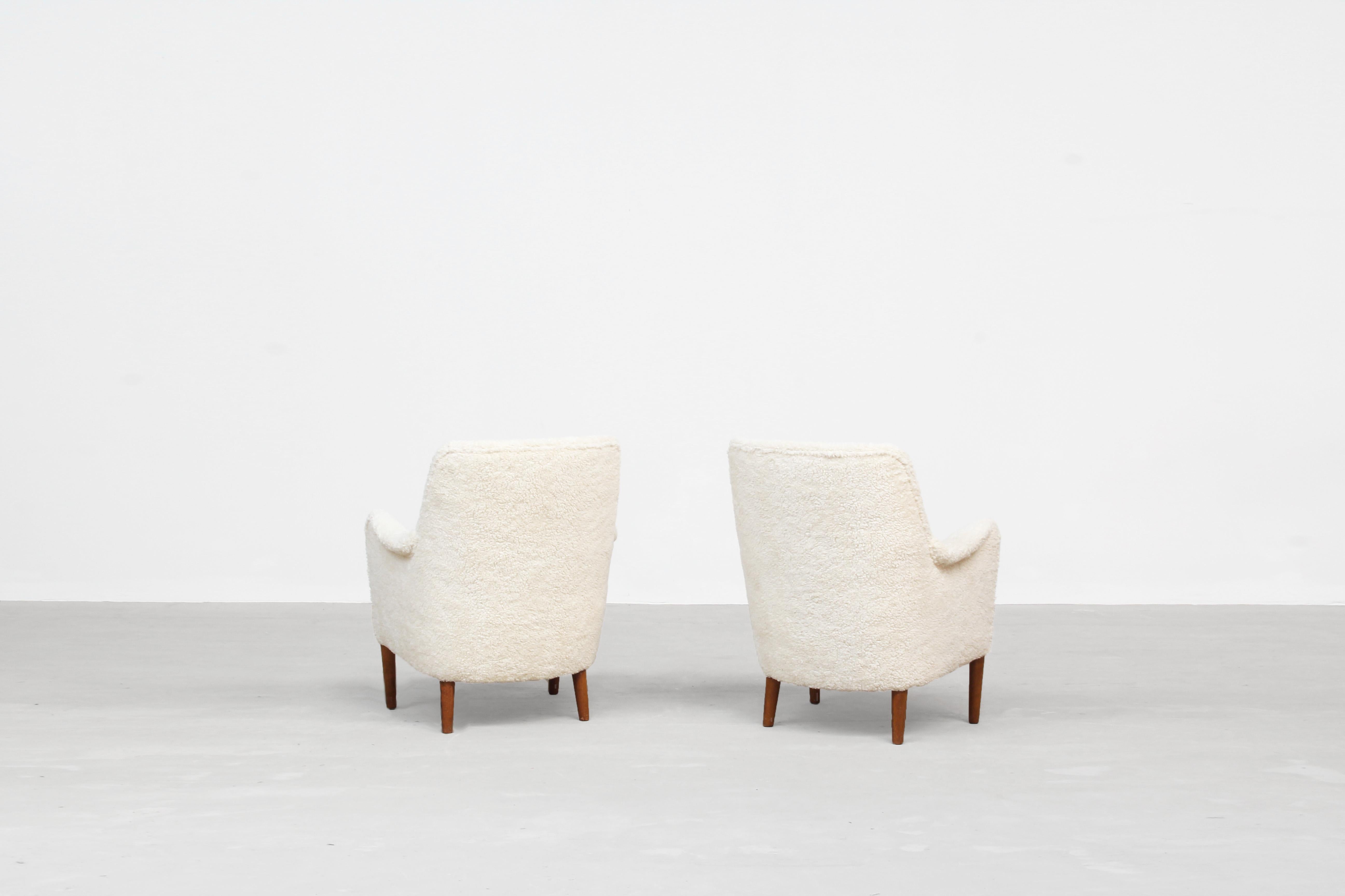 Pair of Lounge Chairs by Carl Malmsten Faux Fur *New Upholstery ...