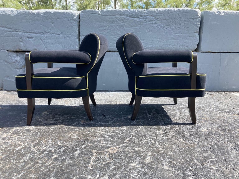 Pair of Lounge Chairs by Larry Laslo for Directional, Art Deco Style at ...
