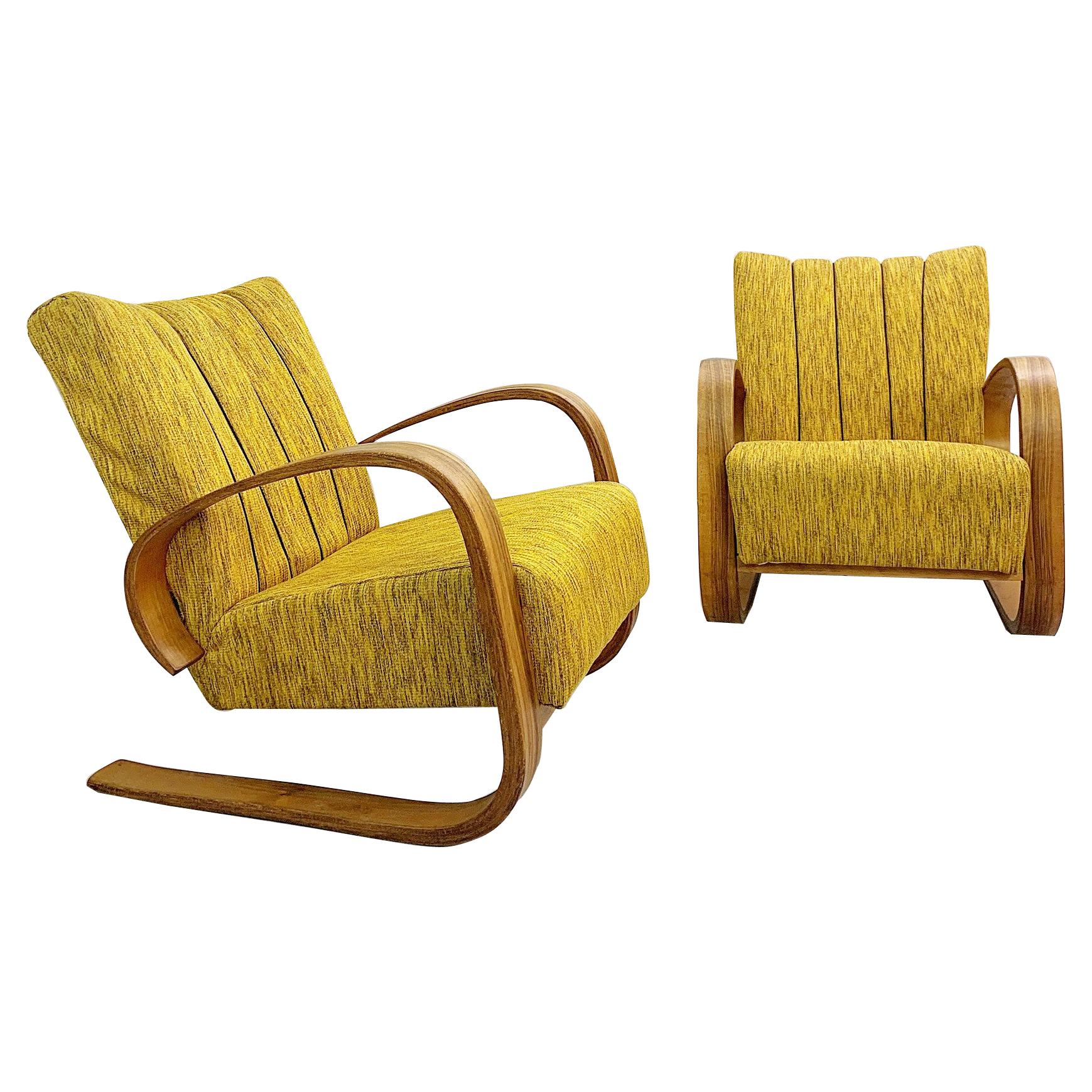Lounge Chairs in New Leather Upholstery by M. Navratil at 1stDibs