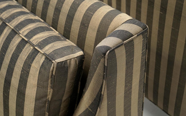 Pair of Lounge Chairs in Tan and Gray Stripes in the Style of Dunbar ...
