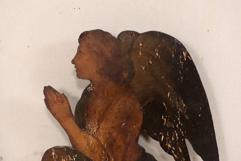 Pair of Lovely Italian 19th Century Painted Wood Angel Plaques For Sale ...