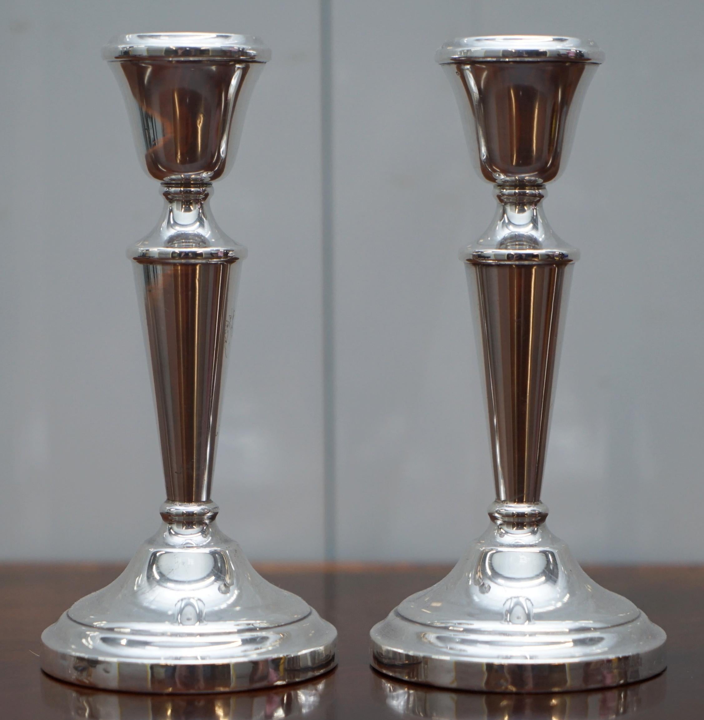 Pair of Lovely Queen Elizabeth II Sterling Silver Candlesticks ...