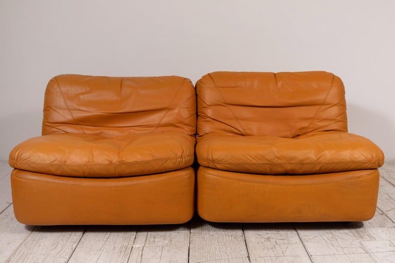 Pair of Low Kor Aldershof Tan Leather Lounge Chairs at 1stDibs ...