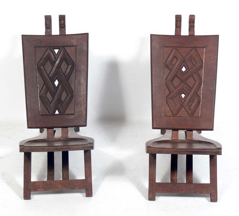 Pair of Low Slung Hand Carved African Lounge Chairs at 1stDibs ...