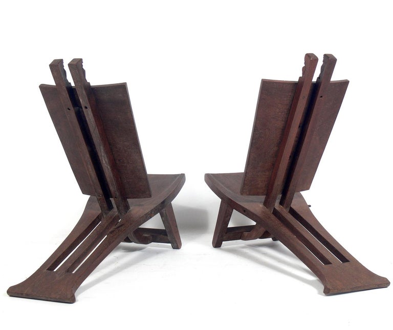 Pair of Low Slung Hand Carved African Lounge Chairs at 1stDibs ...