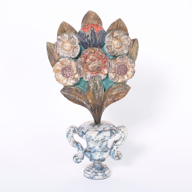 Pair of Italian Carved Wood Garnitures at 1stDibs