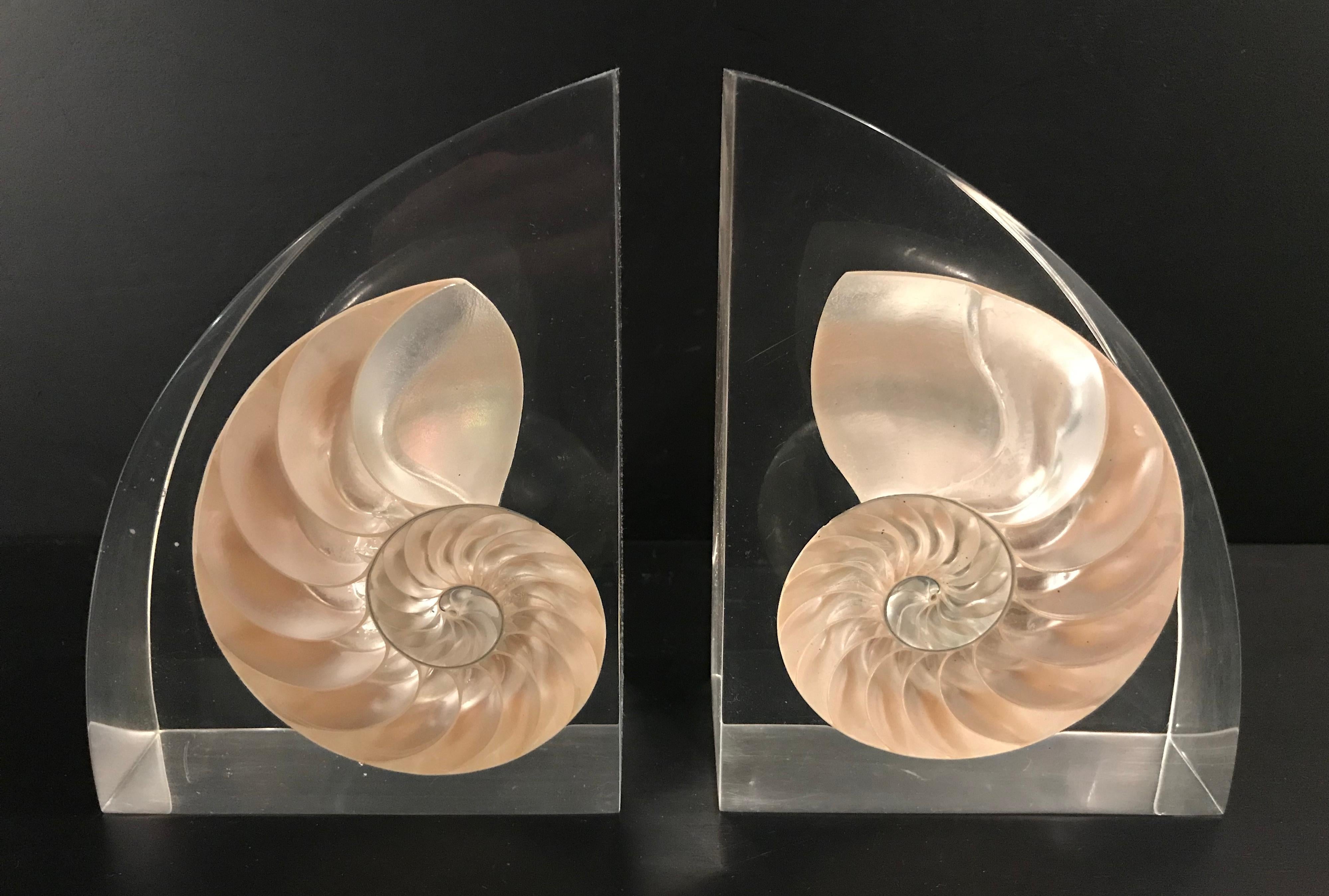 Pair of Lucite Bookends with Encased Nautilus Shell For Sale at 1stDibs ...