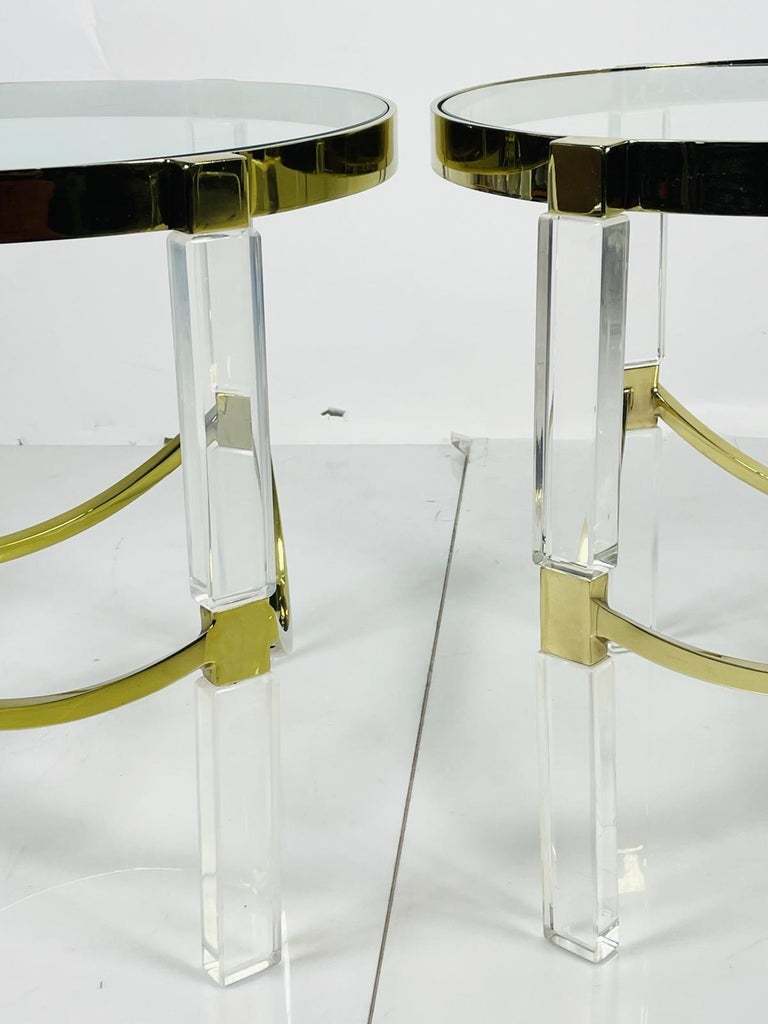 Pair of Lucite and Brass Side Tables by Charles Hollis Jones "Classic ...
