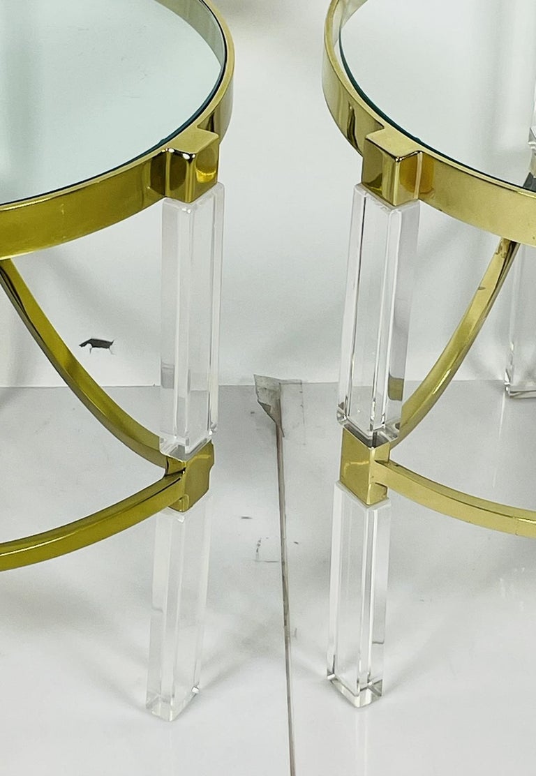 Pair of Lucite and Brass Side Tables by Charles Hollis Jones "Classic ...